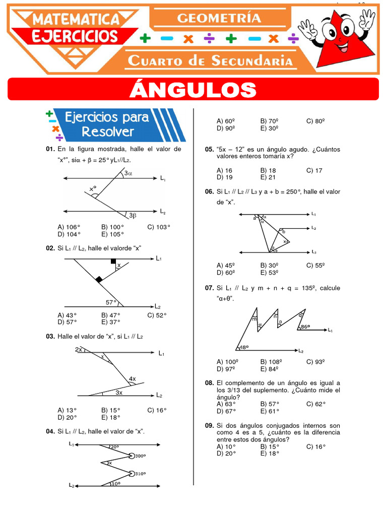 Angulos para Cuarto Grado de Secundaria | PDF | Ángulo | Matemáticas