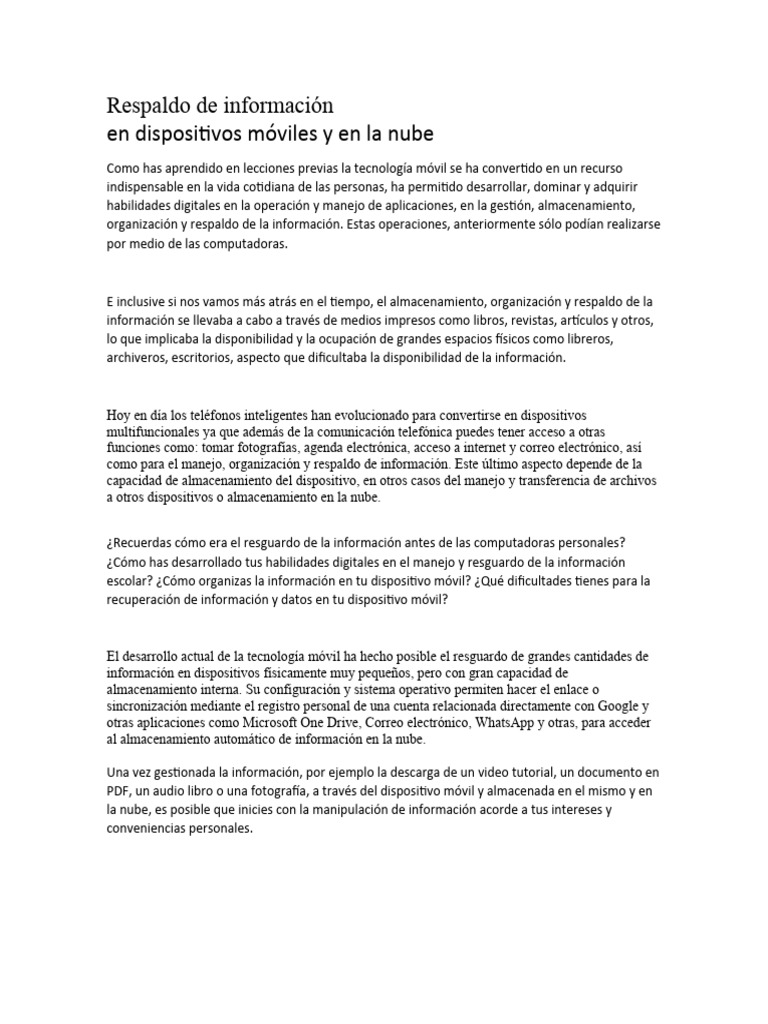 Respaldo de Información | PDF | Archivo de computadora | Computación en ...