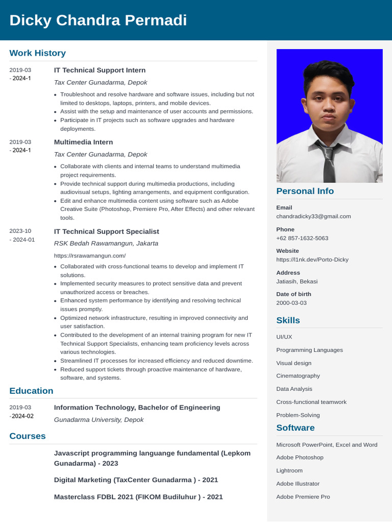 CV and Porto Dicky Chandra | PDF | Technical Support | Multimedia