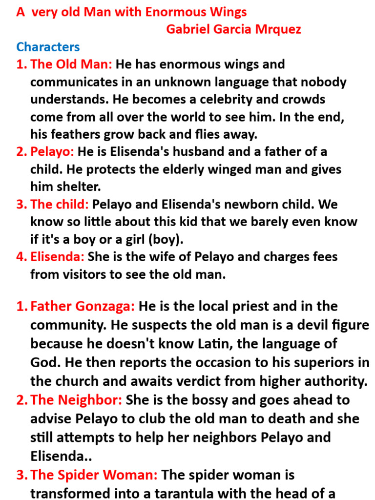 A Very Old MAn With Enormous Wings | PDF | Religion & Spirituality ...