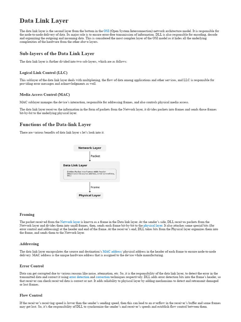 Data Link Layer | PDF | Osi Model | Internet Architecture
