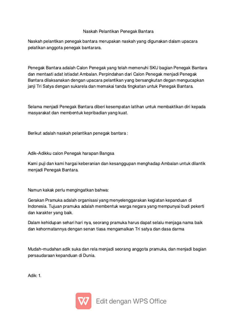 Naskah Pelantikan Bantara | PDF