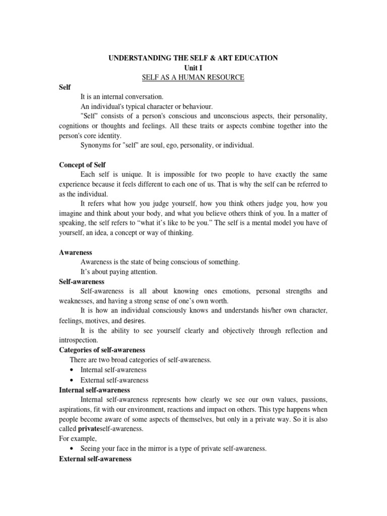 Understanding the Self and Art Education | PDF | Thought | Self Concept