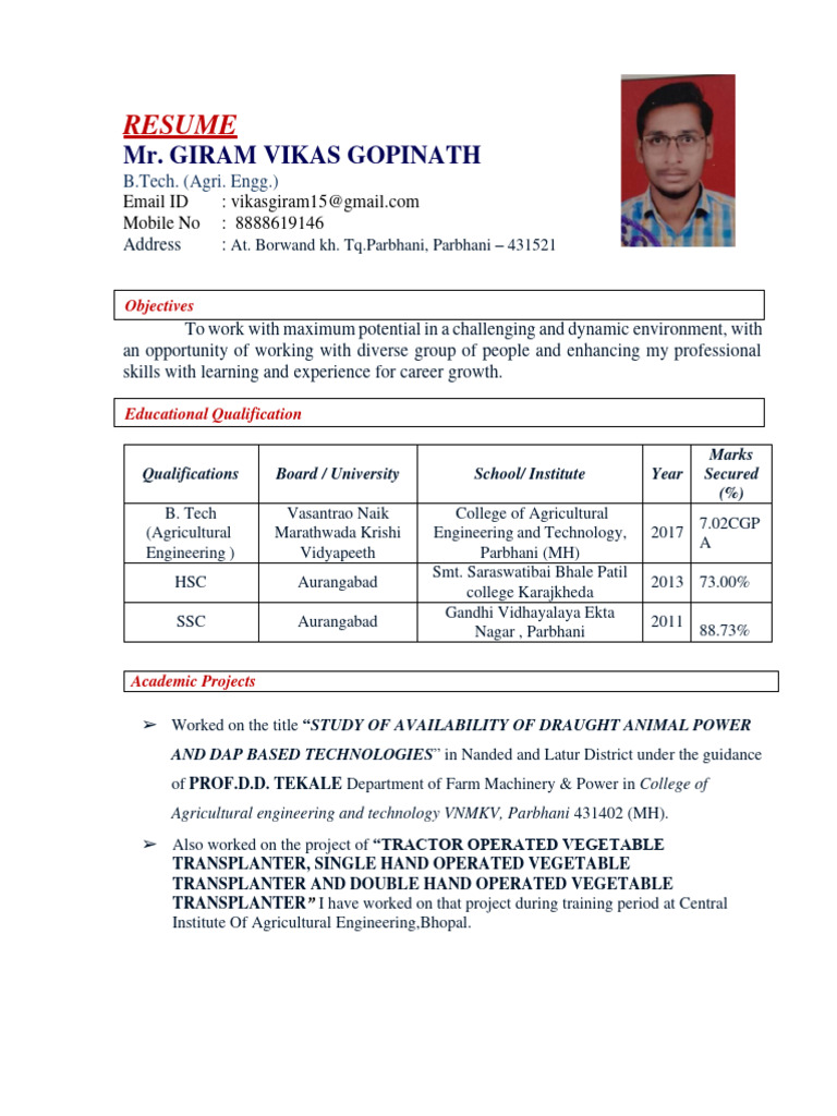 Giram Vikas CV | PDF | Agriculture