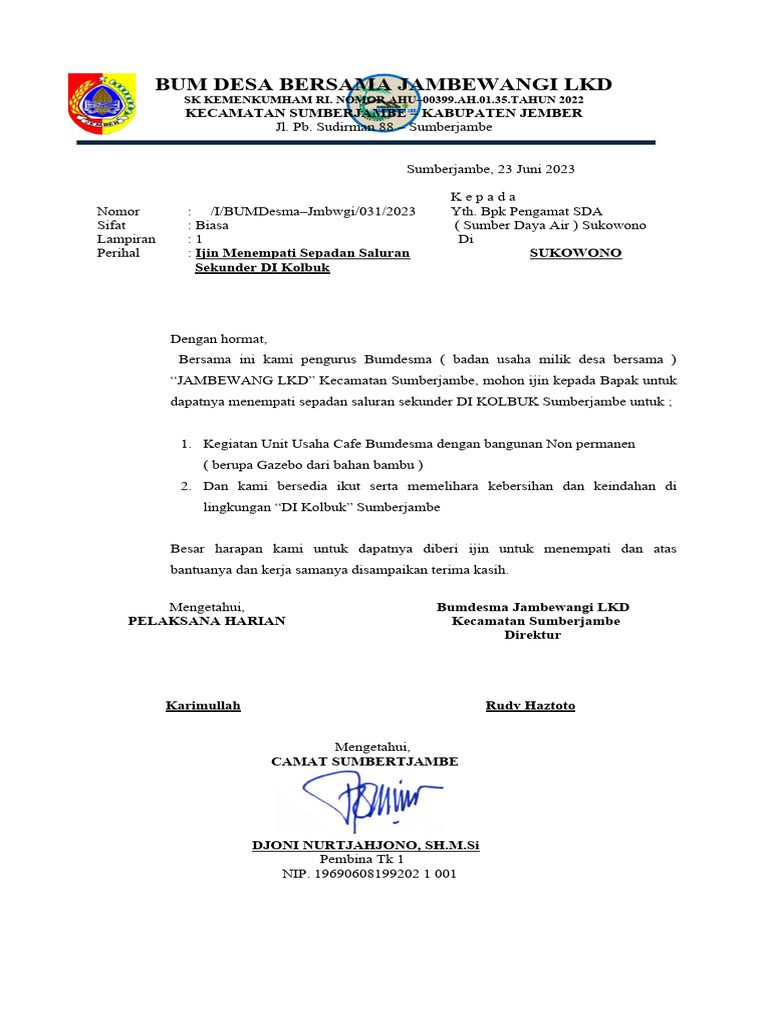 Surat Bumdesma | PDF