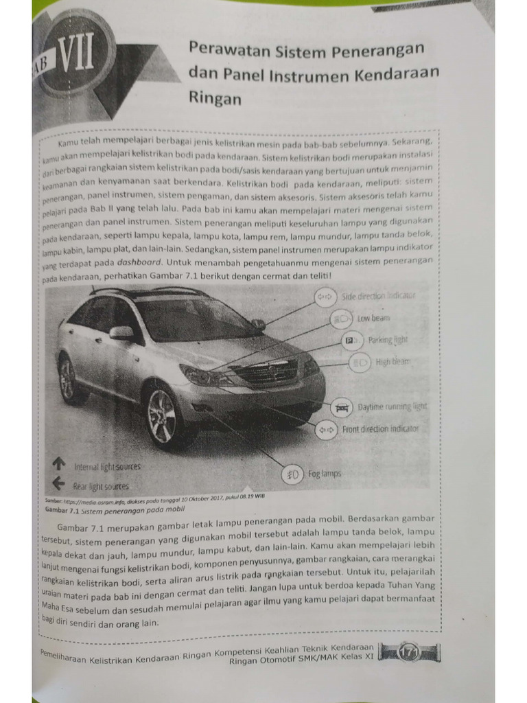 Perawatan Sistem Penerangan Dan Panel Instrumen Kendaraan Ringan | PDF