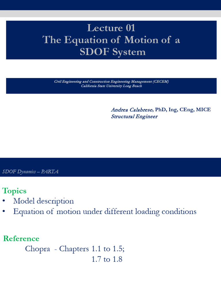 Lecture 1 Equations of Motion of A SDOF | Download Free PDF | Continuum Mechanics | Physical ...