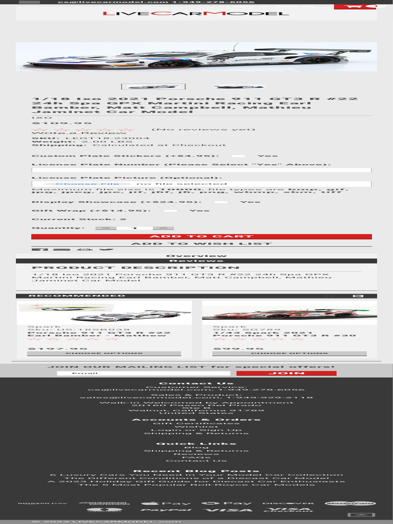 118 Ixo 2021 Porsche 911 GT3 R #22 24h Spa GPX M | PDF | Sports Car Racing | Auto Racing