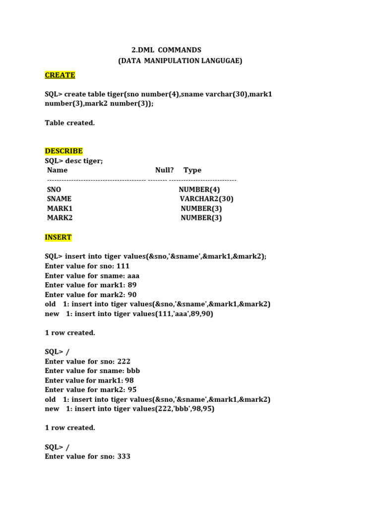 DML | PDF | Data Model | Computer Programming DML | PDF | Data Model | Computer Programming