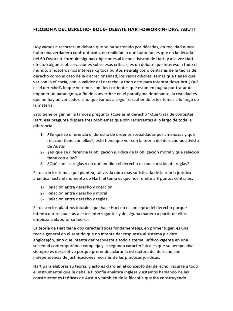 Debate Hart-Dworkin en Filosofía Jurídica | PDF | Juez | Teoría