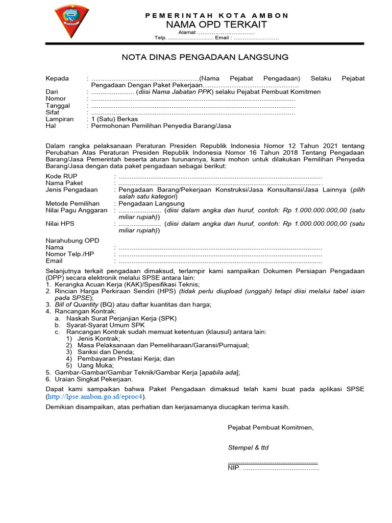 Template Nota Dinas PL | PDF | Komputer