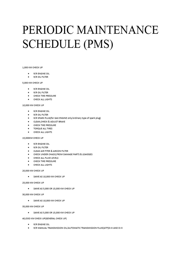 Periodic Maintenance Schedule | PDF | Mechanical Engineering | Land ...