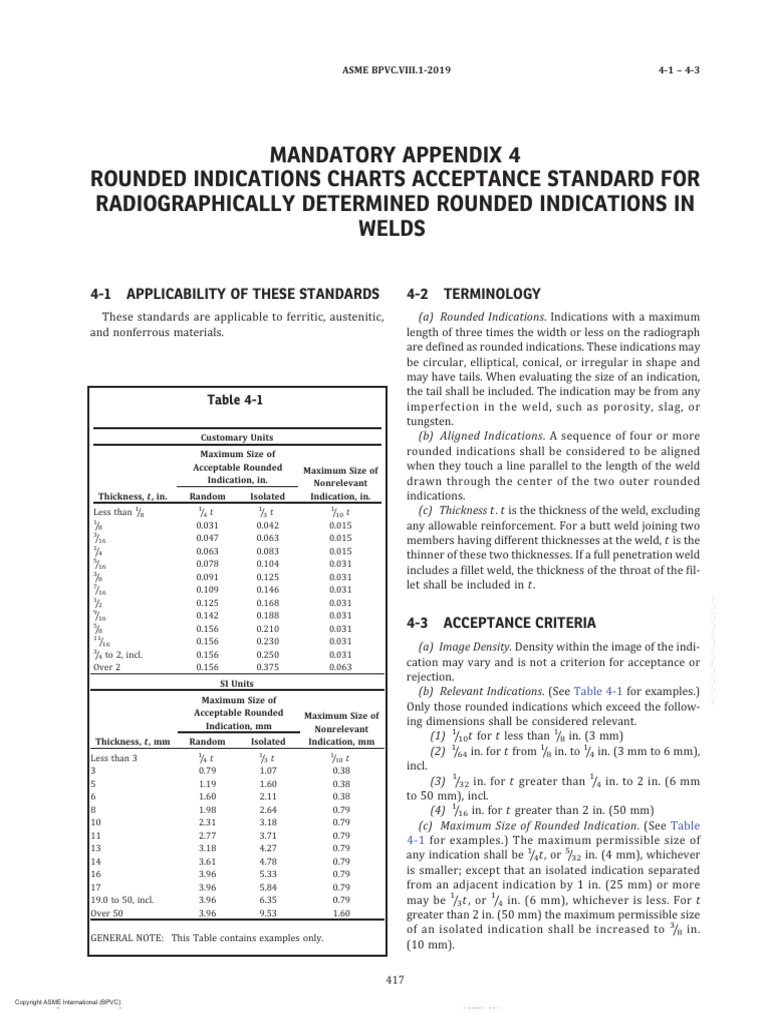 Asme Viii - Div.1 (2019) Appendix 4 RT | PDF | Welding | Construction