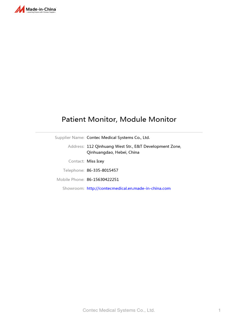 Patient Monitor, Module Monitor | PDF | Medical Device | Medicine