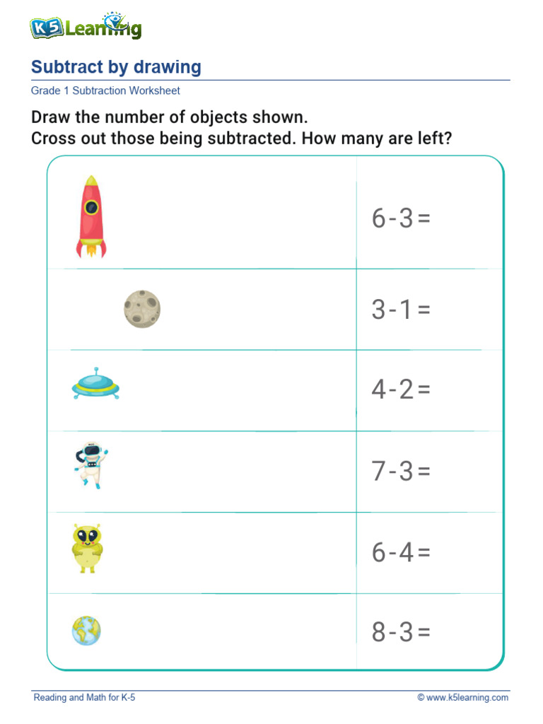 Grade 1 Subtract Draw Cross Out D | PDF