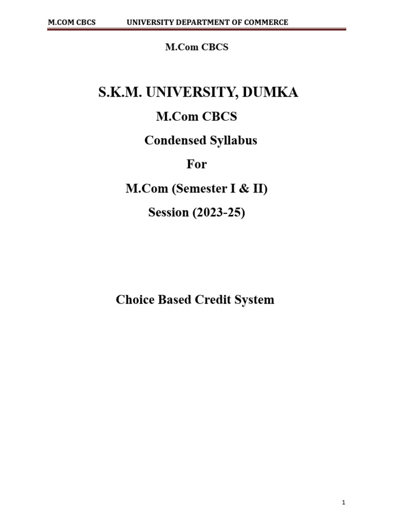 Mcom Sem 1 and 2 Condensed Syllabus (2023-25) | PDF | Statistics | Long ...