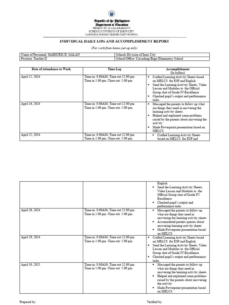 Individual-Daily-Log-And-Accomplishment-Report-Galan Maricris ...
