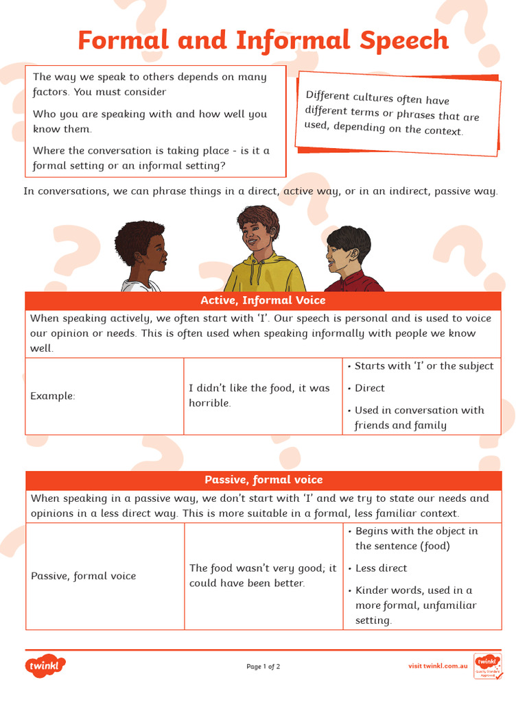formal-and-informal-speech-worksheet-au-l-1662116583_ver_1 | PDF ...