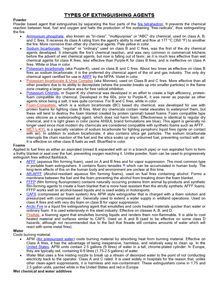 Fire Extinguishing Mediums | PDF | Materials | Chemical Substances