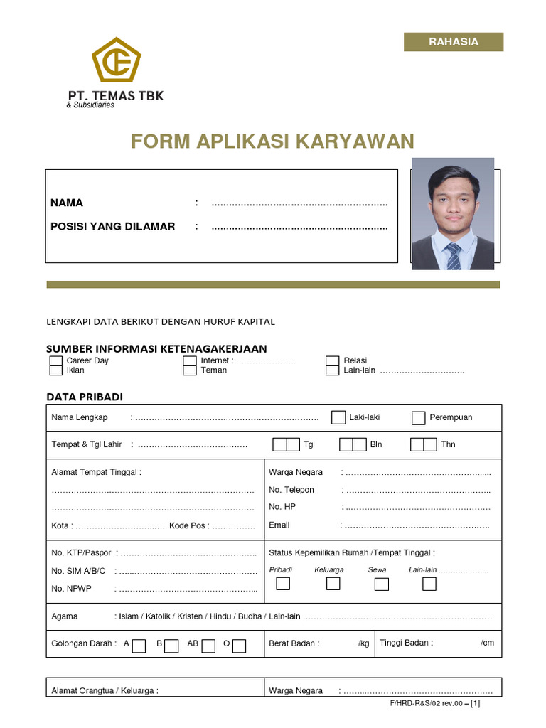 Form Aplikasi Karyawan | PDF | Karier & Perkembangan