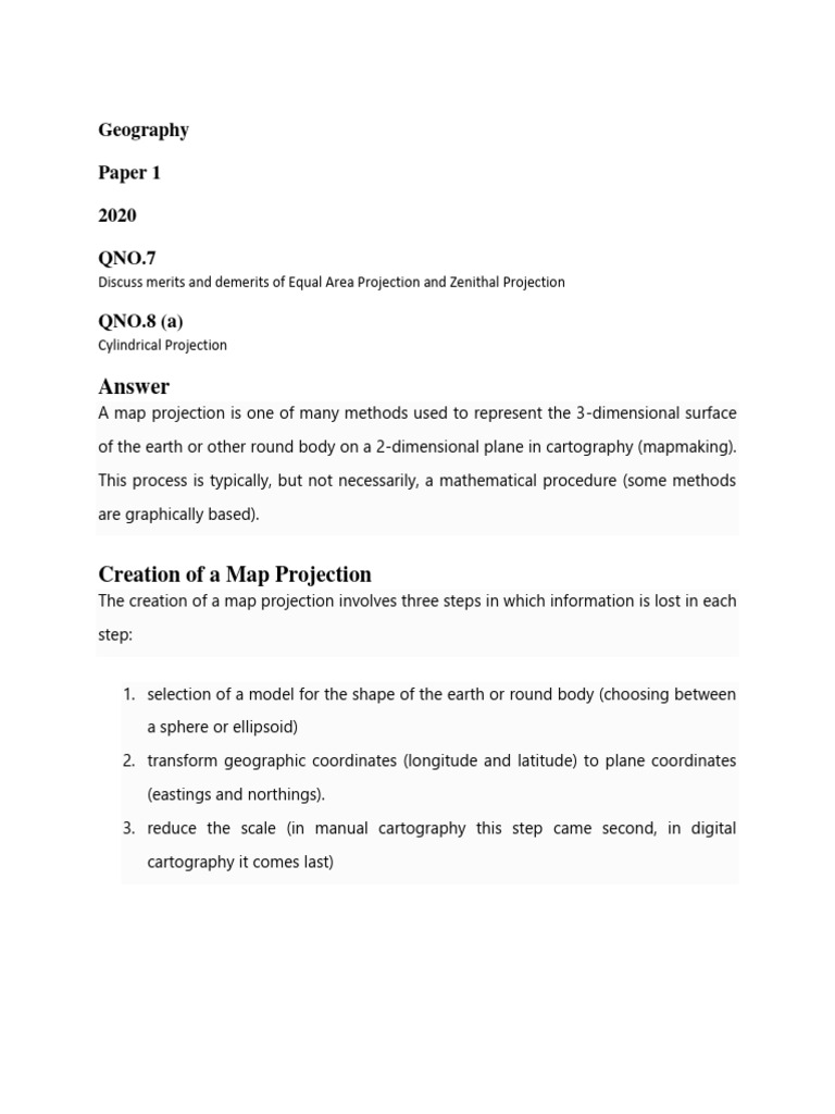 Geography Paper 1 (2020) | PDF | Cartography | Geographical Technology