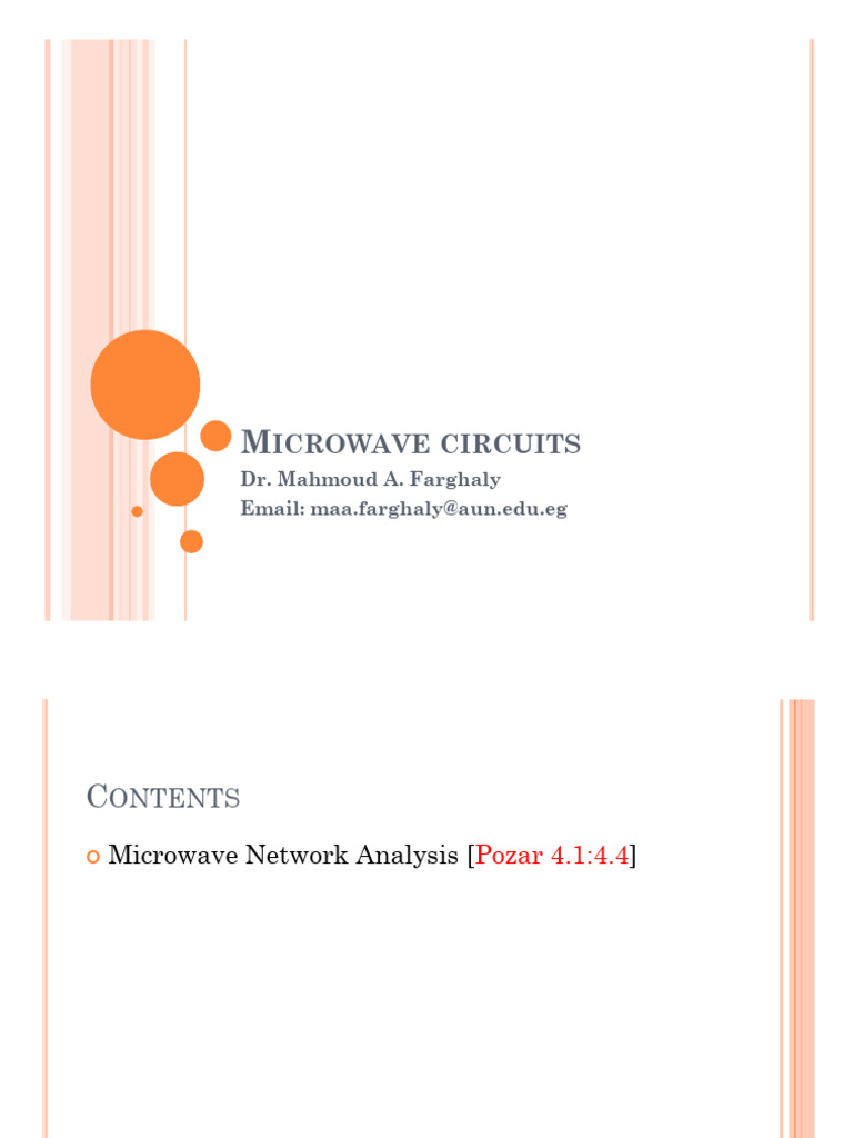 Lecture1_MicrowaveNetworkAnalysis | PDF | Electronic Engineering | Electrical Engineering