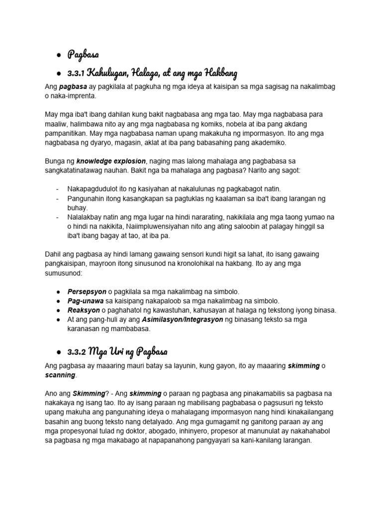 Pagbasa & Pagsulat | PDF