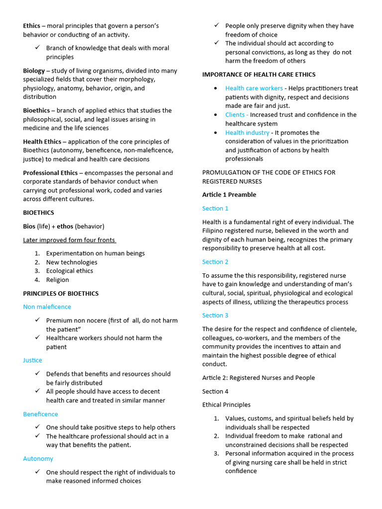 Ethics | Download Free PDF | Bioethics | Nursing
