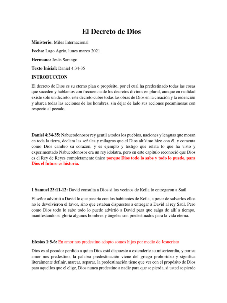 El Decreto de Dios | Descargar gratis PDF | Dios | Pecado