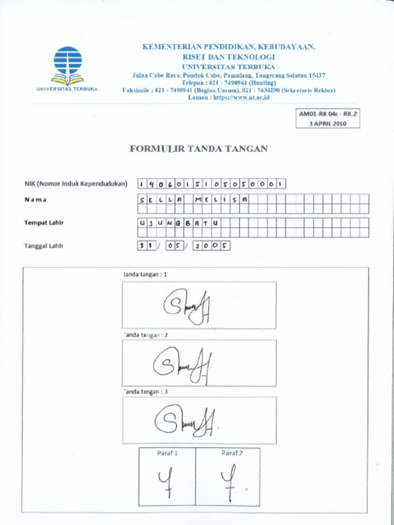 Formulir Tanda Tangan | PDF