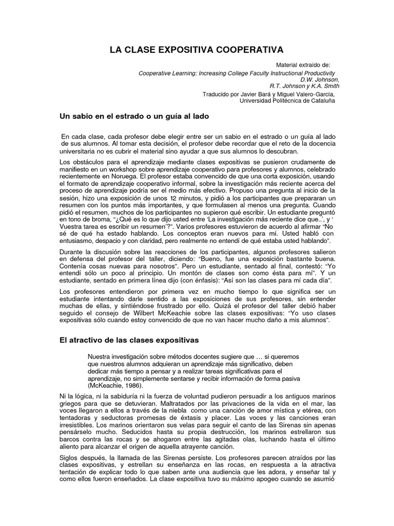 Clase Expositiva Participativa | PDF | Aprendizaje | Maestros