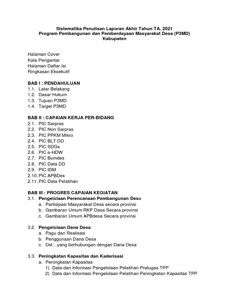 Sistematika Penulisan Laporan Akhir Tahun TA | PDF | Ilmu Sosial