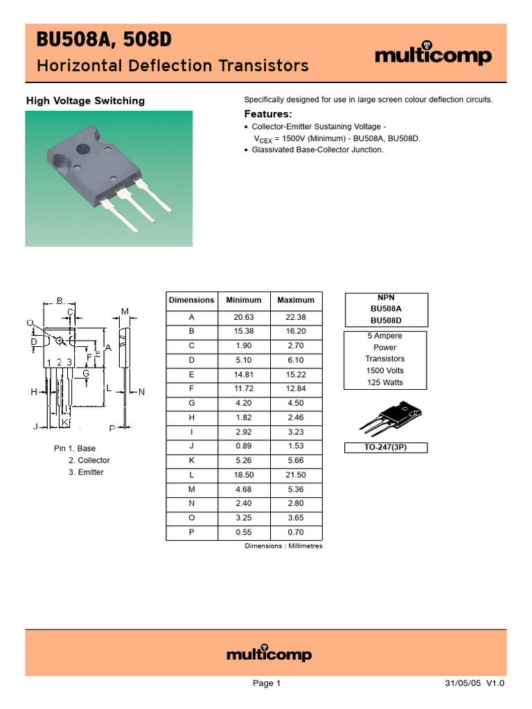 BU508A | PDF | Electrical Components | Manufactured Goods