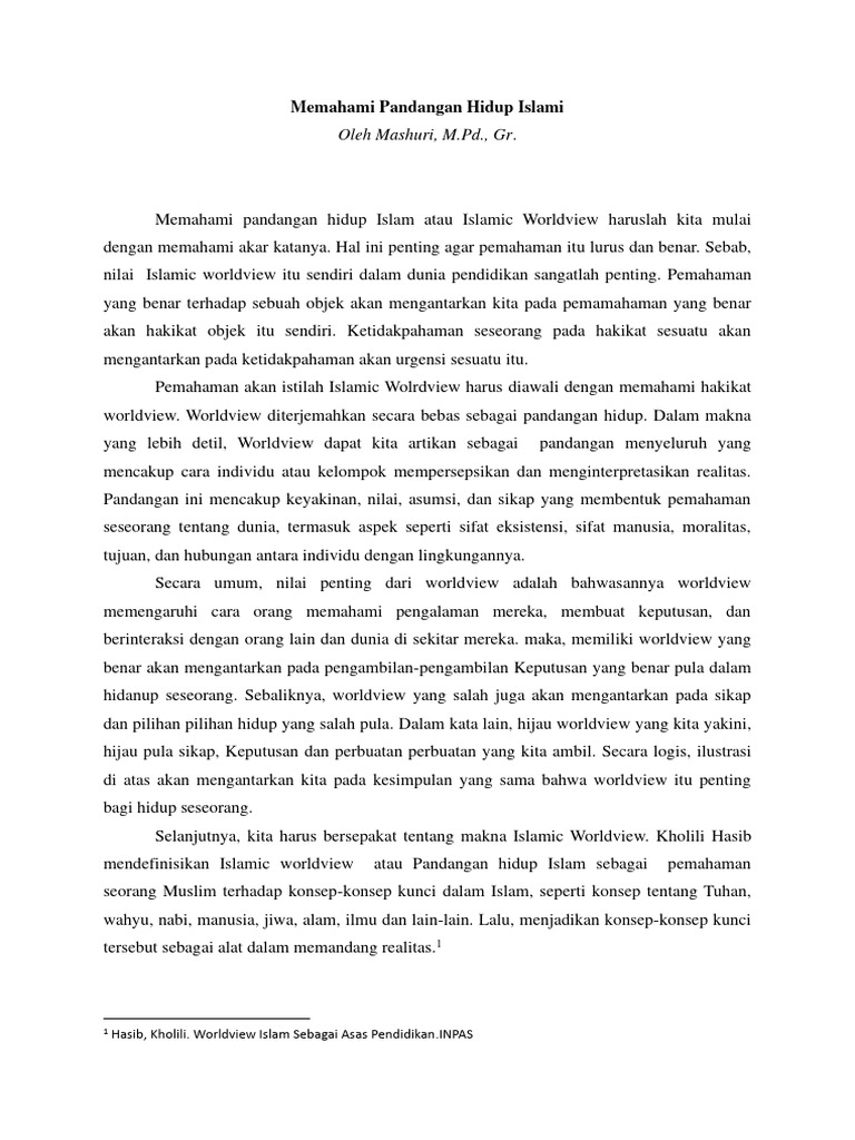 Memahami Pandangan Hidup Islami | PDF
