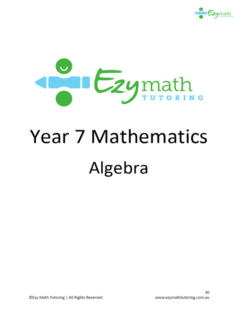 Year 7 Algebra: Variables & Expressions | PDF | Variable (Mathematics ...