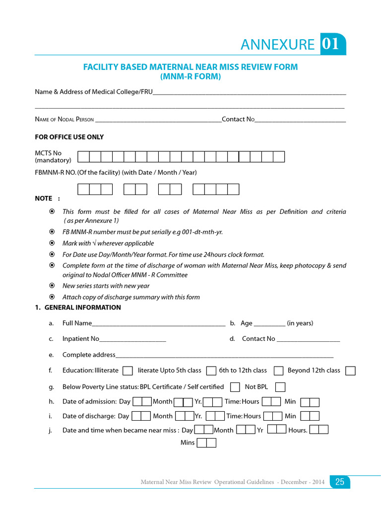 Maternal Near Miss Operational Guidelines | PDF | Childbirth | Pregnancy