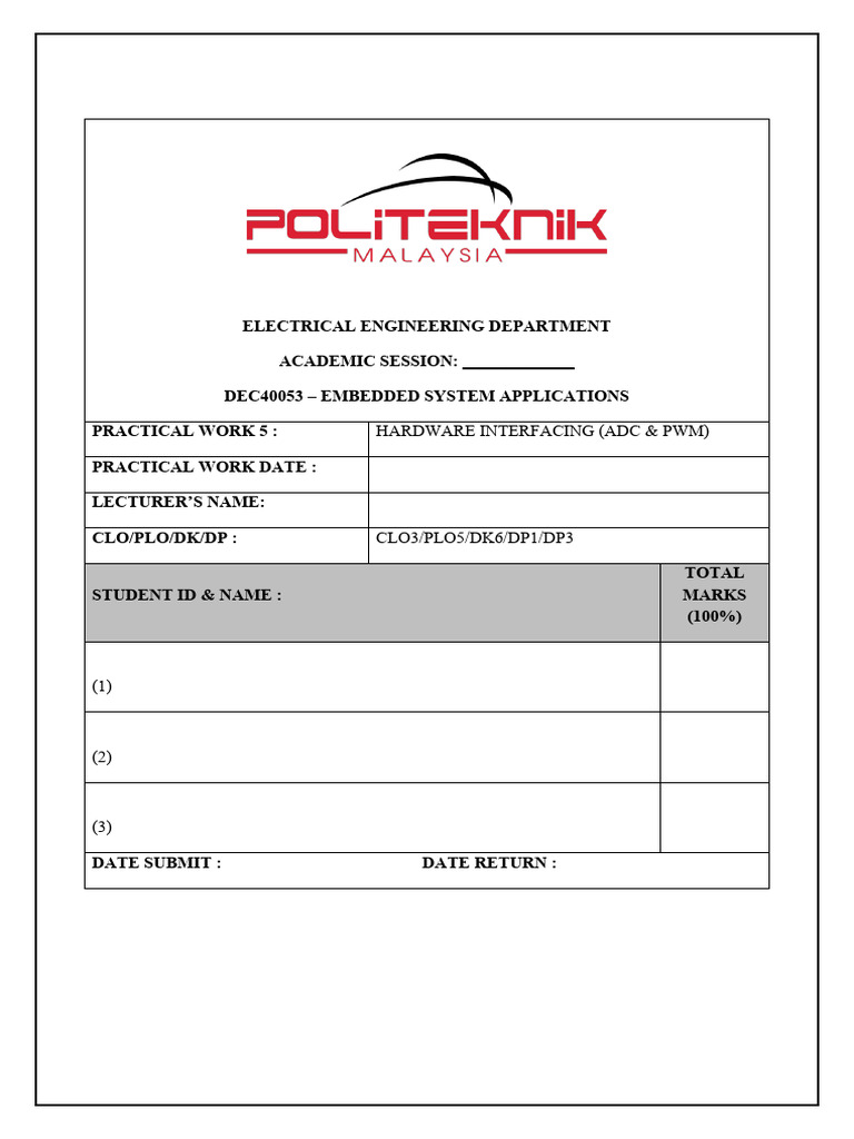 Practical 5 - ADC+PWM | PDF | Analog To Digital Converter | Telecommunications Engineering