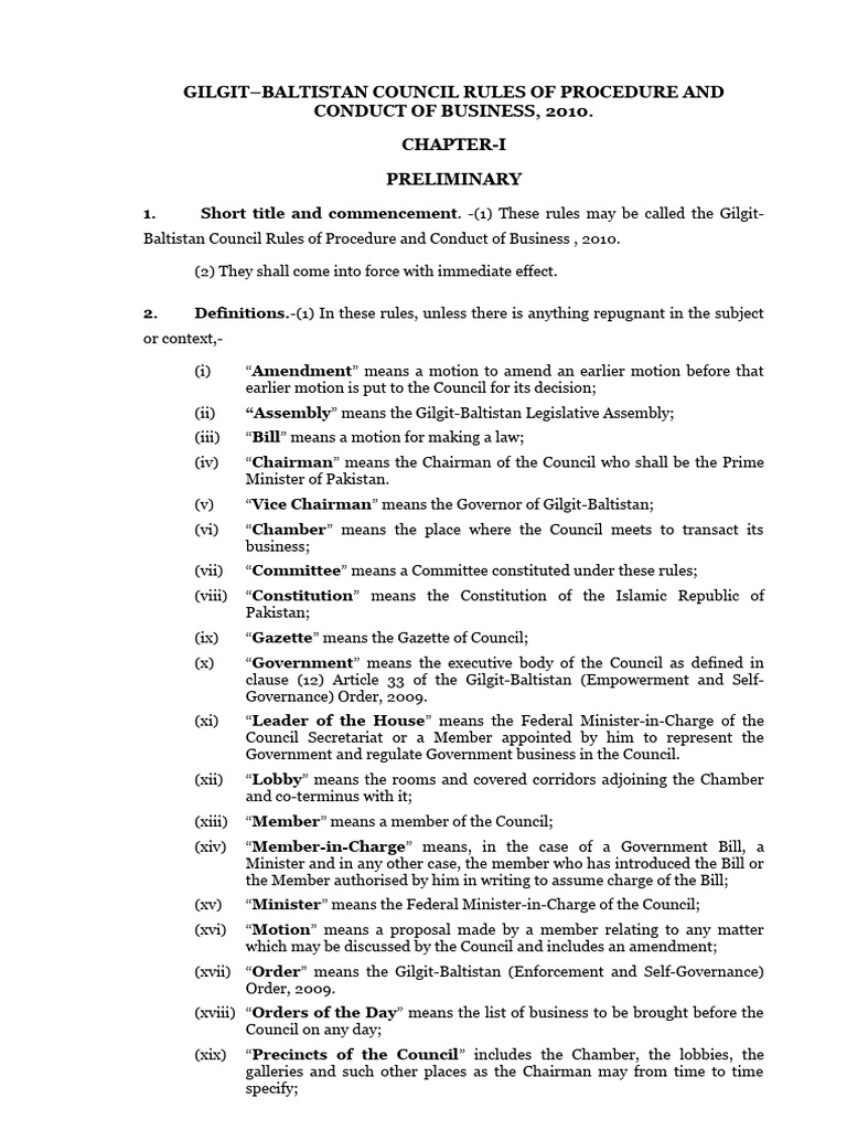 Gilgit-Baltistan Council Guide | PDF | Committee | Bill (Law)
