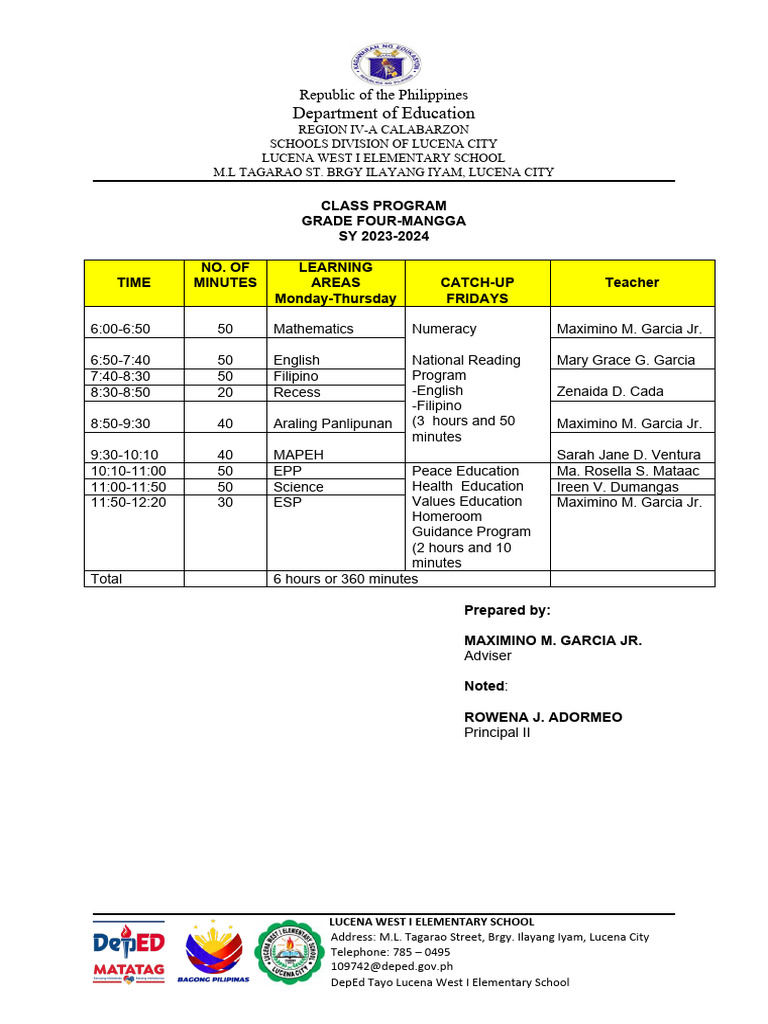Half Day Schedule | PDF