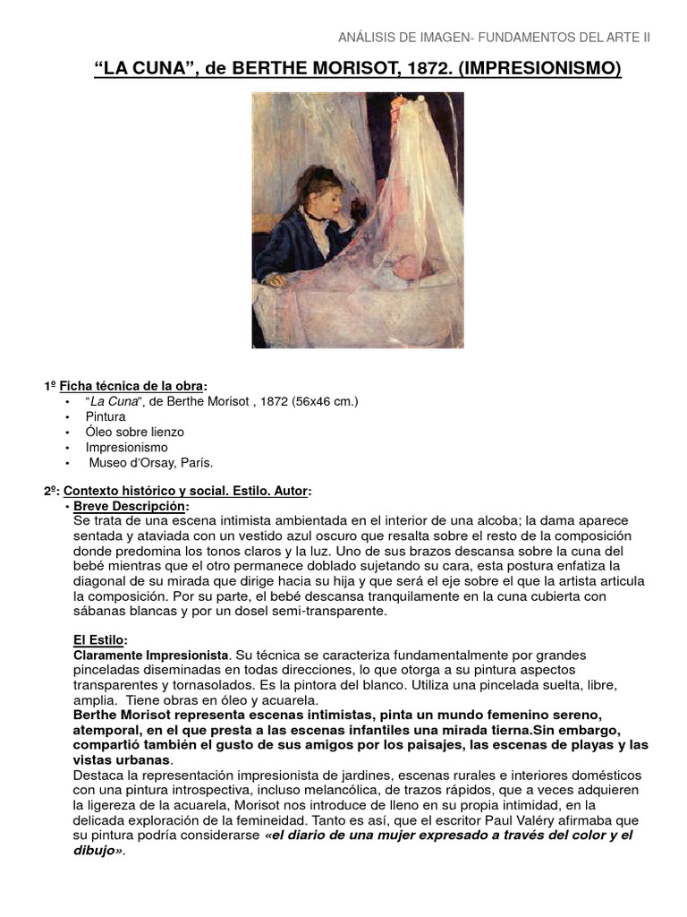 Berthe Morisot - La Cuna | PDF | Impresionismo | Color