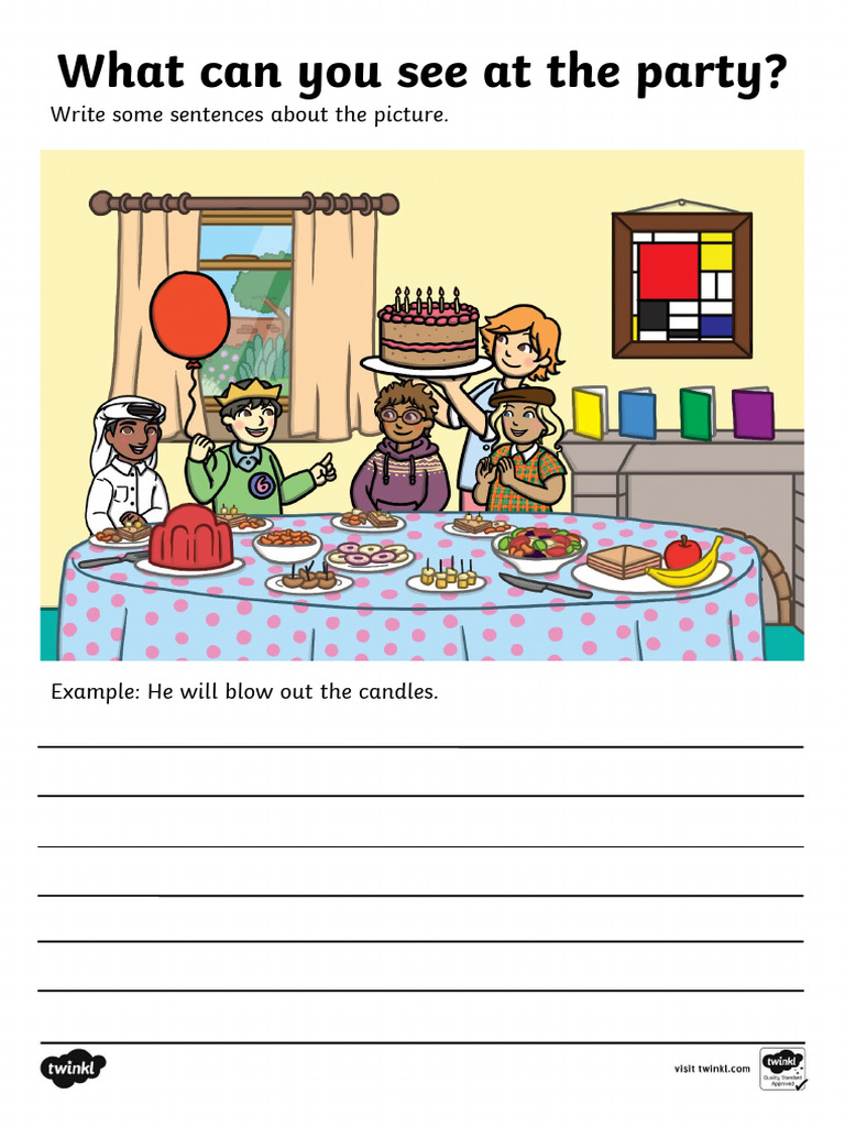 T L 51745b Birthday Party Scene Writing Stimulus Picture Editable ...