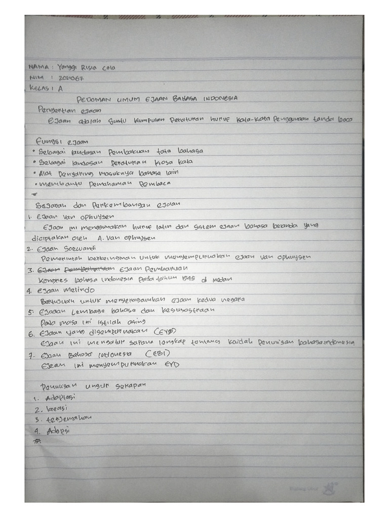 Pedoman Umum Ejaan Bahasa Indonesia | PDF