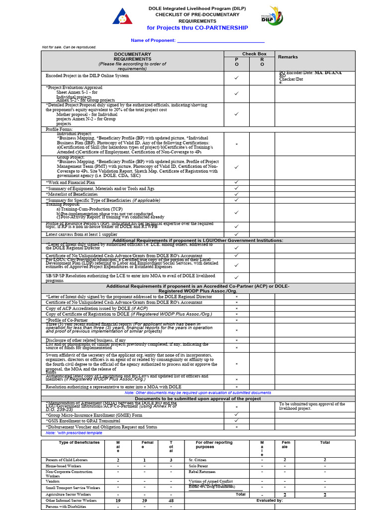 TSSD-EFIS02-001.1 Rev00 - Checklist of Pre-Documentary Requirements ...