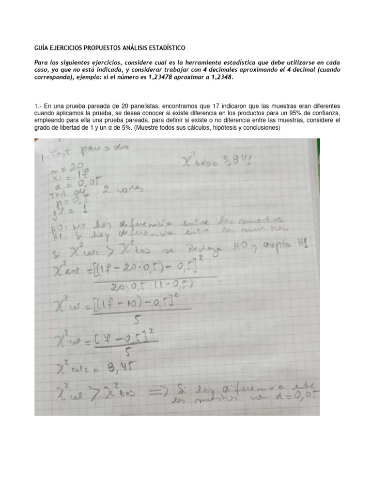 Guia Análisis Estadísticos, Ejercicios Propuestos (Resueltos) | PDF | Método científico