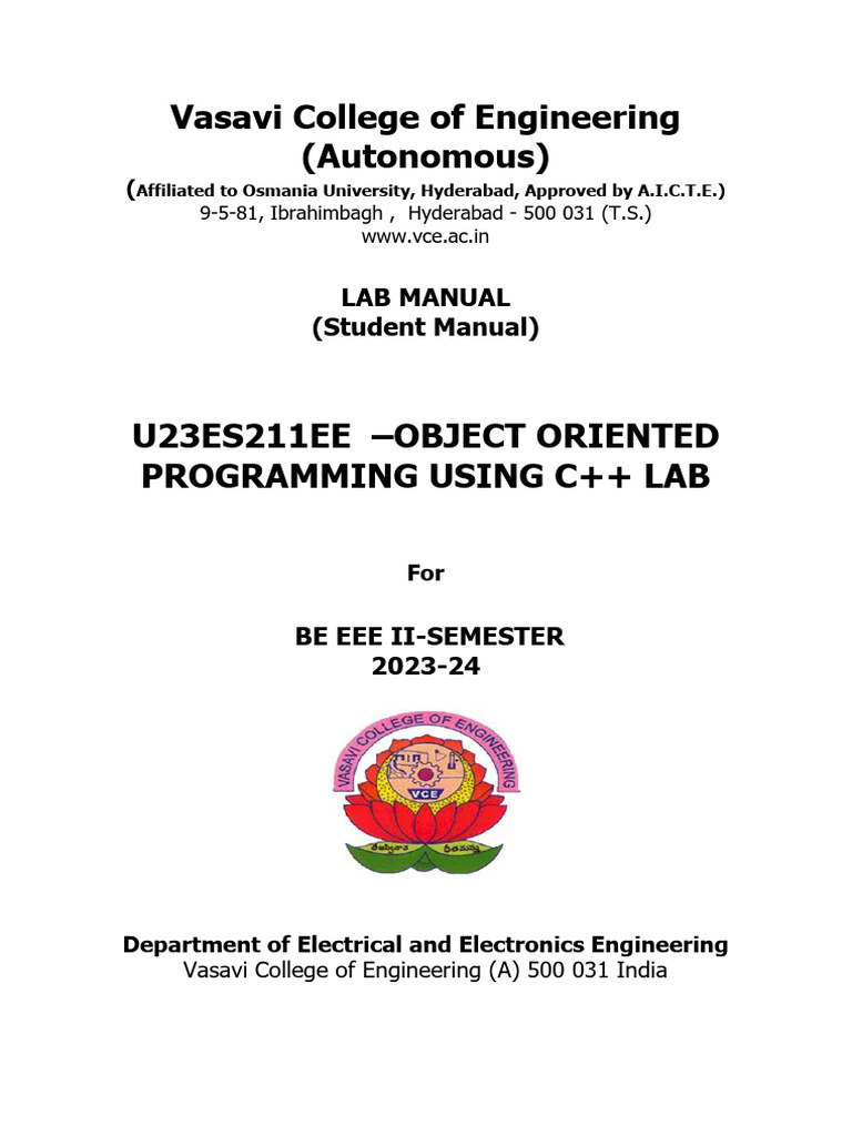 OOP Through C++ Lab Manual | PDF | Class (Computer Programming) | Constructor (Object Oriented ...