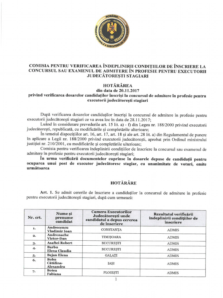 Rezultate Executori | PDF