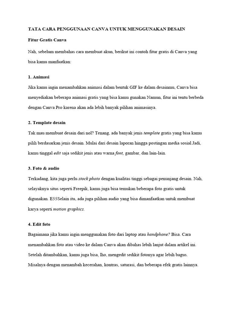 Panduan Lengkap Menggunakan Canva Gratis | PDF | Karier & Perkembangan | Seni