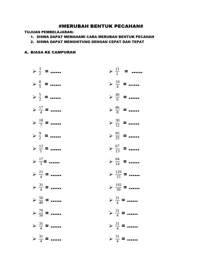 MERUBAH BENTUK PECAHAN | PDF