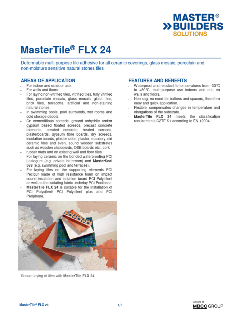 Mastertile FLX 24 - Tds | PDF | Tile | Plaster