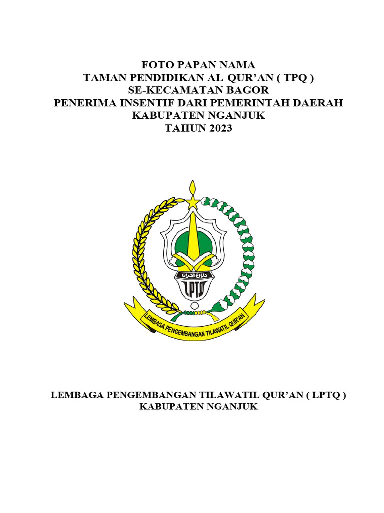Papan Nama TPQ di Nganjuk 2023 | PDF